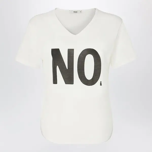 Fendi Ivory Jersey T-shirt With Â€˜noiâ€ Print - White