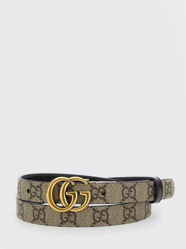 Gucci Gg Marmont Reversible Gg Supreme And Leather Belt - Cream