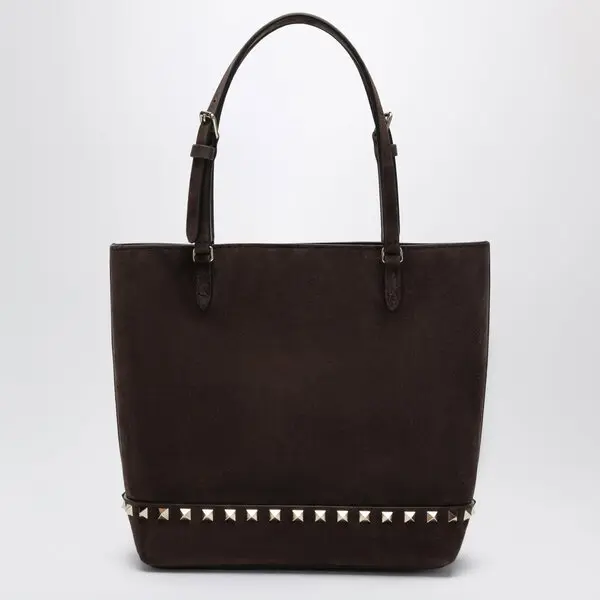 Valentino Garavani Rockstud Bag In Suede - Brown