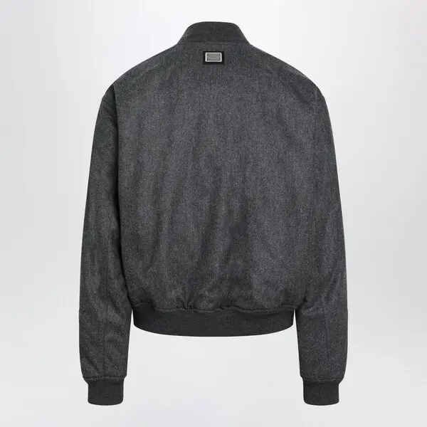 Dolce & Gabbana Grey Melange Zip-up Bomber Jacket In Wool