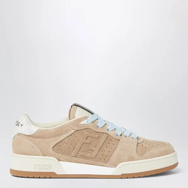 Fendi Suede Low-top Sneakers With Embossed Ff Logo - Cream