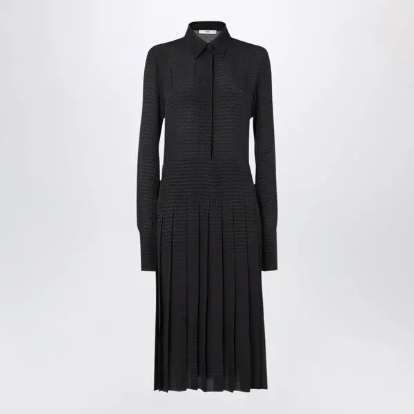 Fendi Jacquard Silk Dress - Black