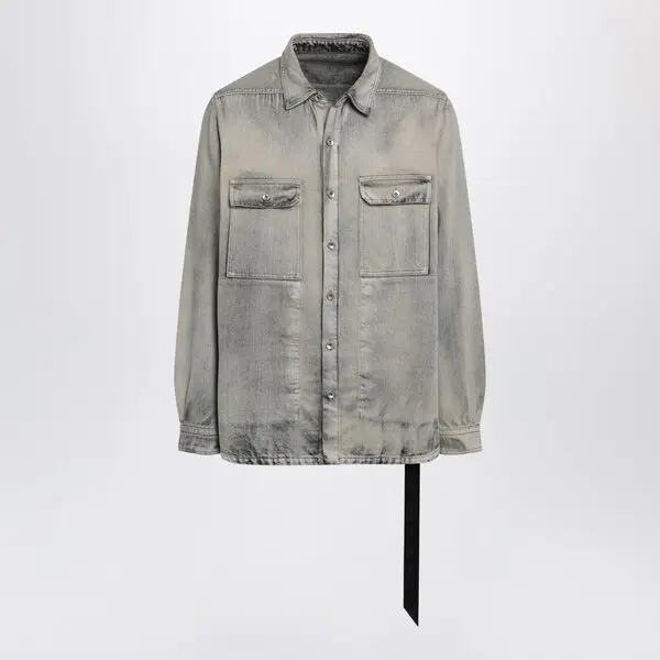 Rick Owens Wide-leg Trousers In Mineral Grey Washed Denim - Gray