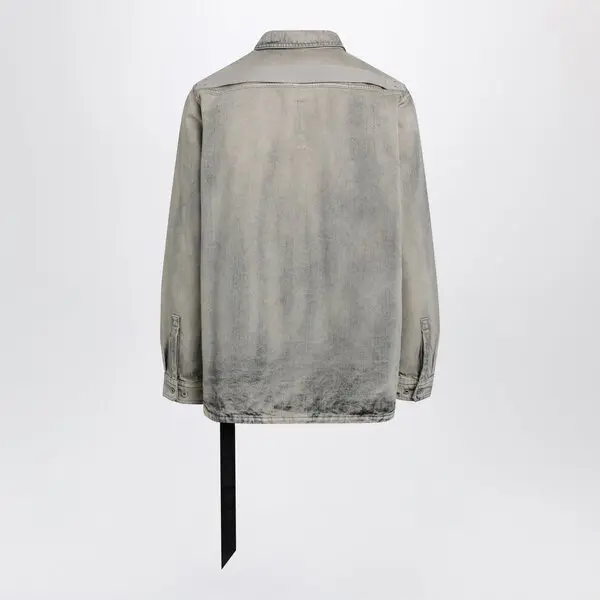Rick Owens Wide-leg Trousers In Mineral Grey Washed Denim