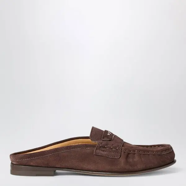 Fendi Scrunch Sabots In Burnt Mogano Suede - Brown