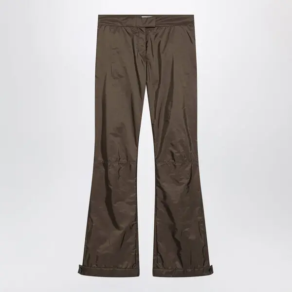 Miu Miu Ebony Technical Fabric Flared Trousers - Brown