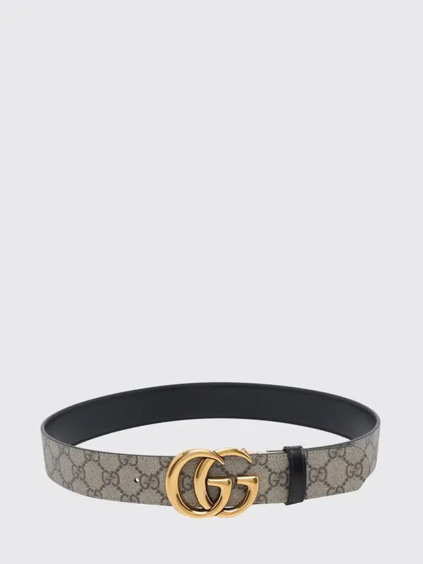 Gucci Gg Marmont Reversible Supreme Canvas Belt With Monogram Buckle - Gray