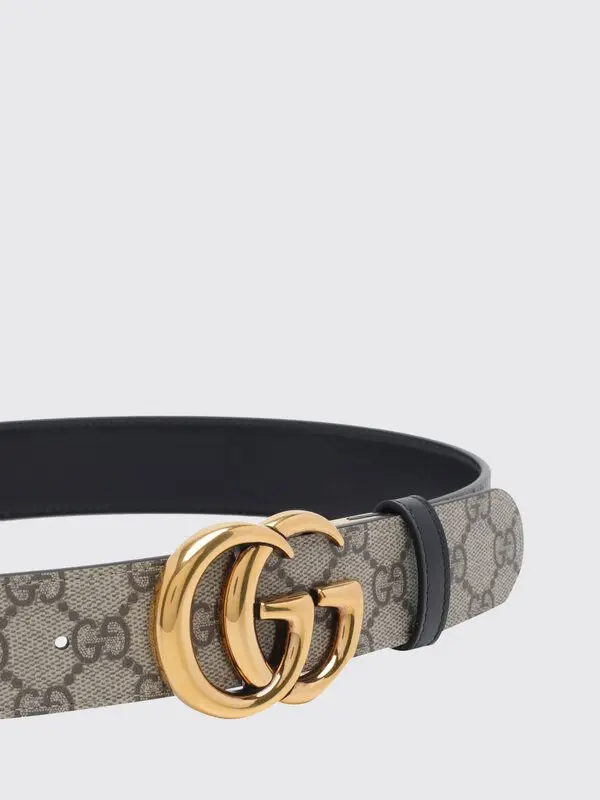 Gucci Gg Marmont Reversible Supreme Canvas Belt With Monogram Buckle - Gray