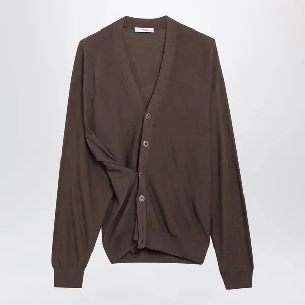 LEMAIRE Twisted Shitake Merino Wool Cardigan - Brown