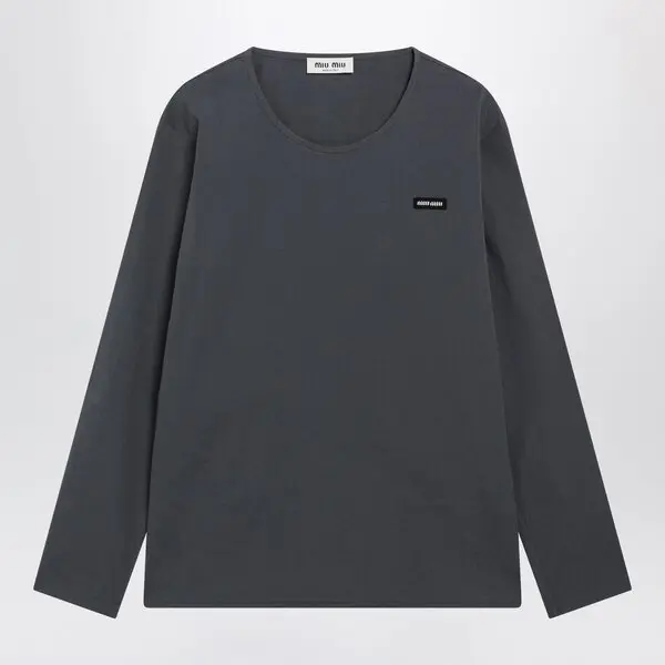 Miu Miu Hematite Stretch Poplin Top