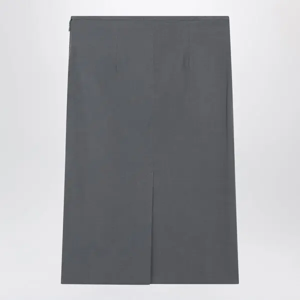 Miu Miu Grey Stretch Poplin Pencil Skirt