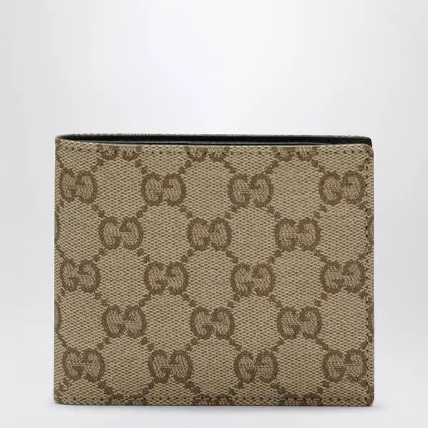 Gucci Beige Sand Gg Canvas Essence Classic Bi-fold Wallet - Cream