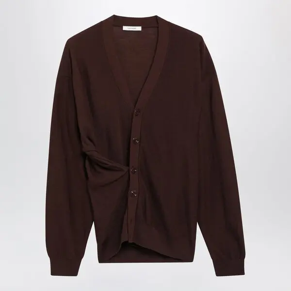 LEMAIRE Twisted Mahogany Merino Wool Cardigan - Brown