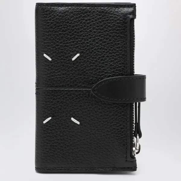MAISON MARGIELA Leather Zip Card Holder With Coin Purse - Black