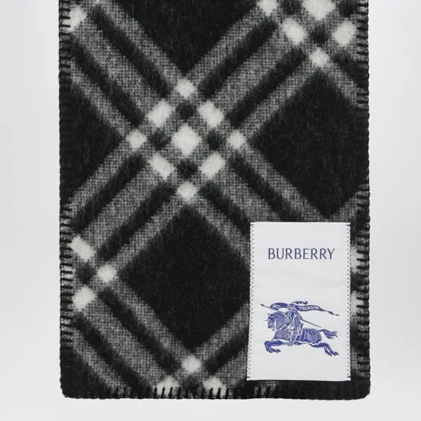 Burberry Check Wool Scarf - Black