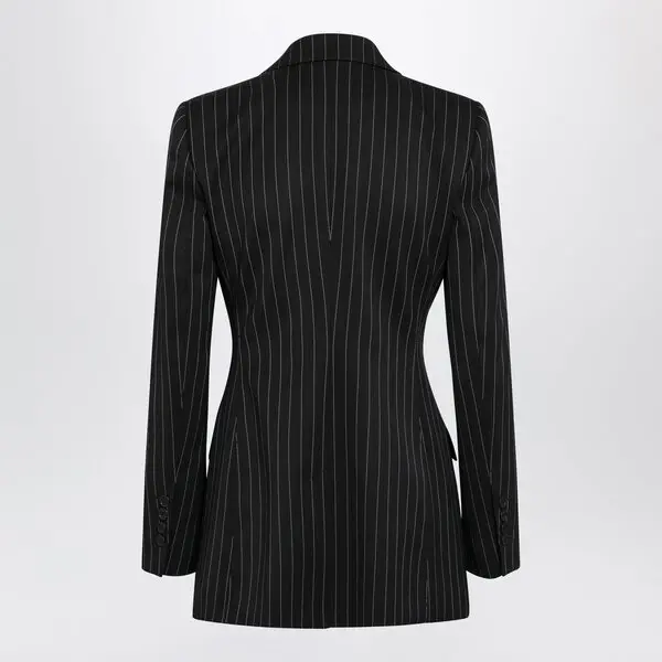 Dolce & Gabbana Double-breasted Virgin Wool Pinstripe Blazer - Black