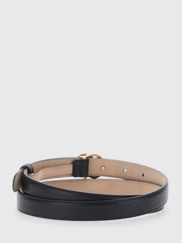 Gucci Gg Marmont Slim Calfskin Leather Belt With Double G Buckle