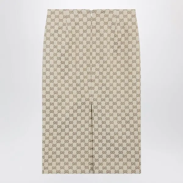 Gucci Gg Cotton Midi Skirt - Cream