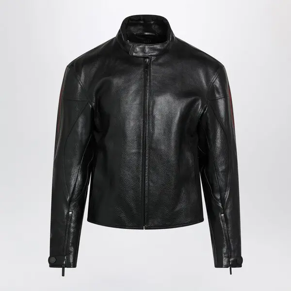 Gucci Leather Biker Jacket With Web Detail