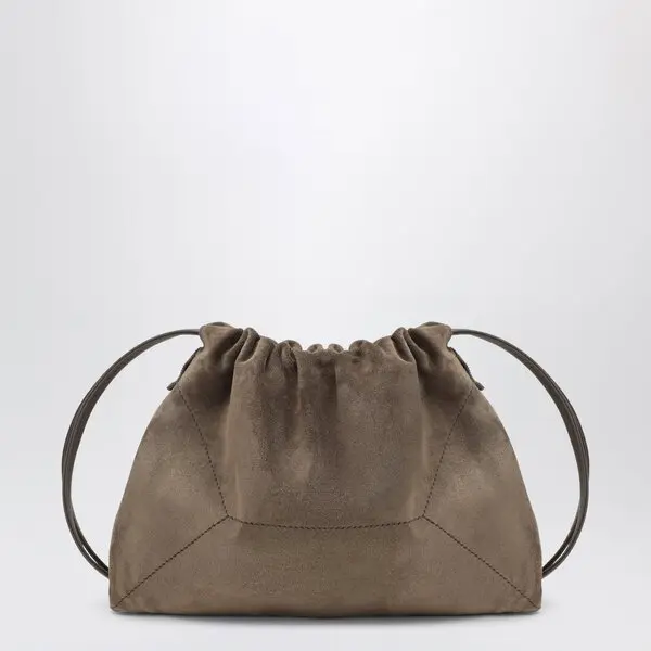 Brunello Cucinelli Suede Bc Duo Pouch Bag With Monile - Brown