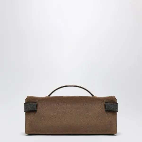 Brunello Cucinelli Essence Caramel Suede Clutch Bag