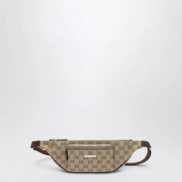 Gucci Flatpack Small Brown Gg Fabric Belt Bag - Cream