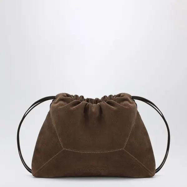 Brunello Cucinelli Caramel Suede Bc Duo Pouch Bag With Monile - Brown