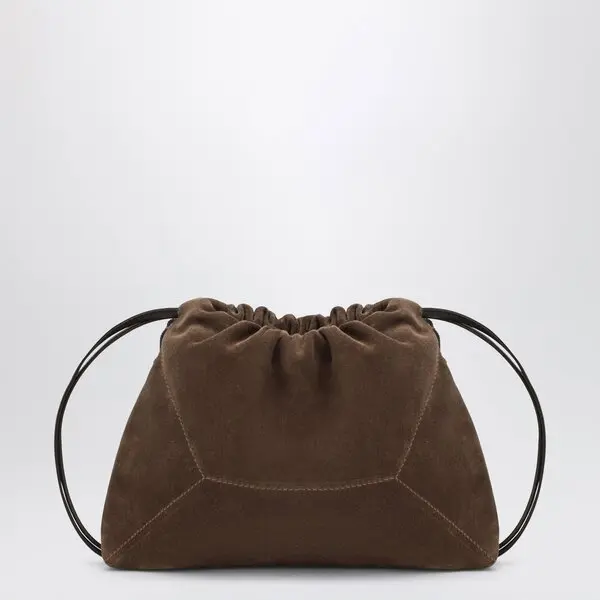 Brunello Cucinelli Suede Duo Pouch Bag With Monile - Brown