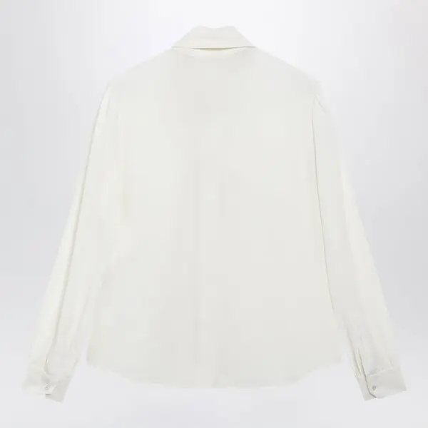 Saint Laurent Chalk Silk Lavalliã¨re-neck Blouse
