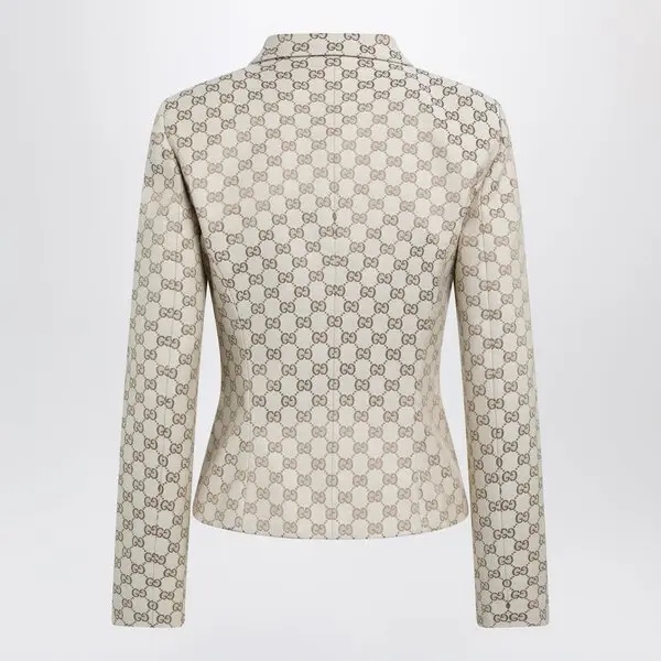 Gucci Fitted Jacket In New Sand Gg Cotton