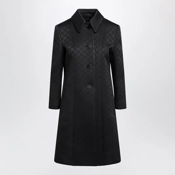Gucci Gg Jacquard Viscose Coat - Black