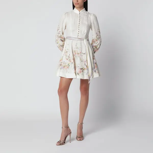 Zimmermann Valiant Printed Linen Mini Dress In Cream Bouquet - Multicolor