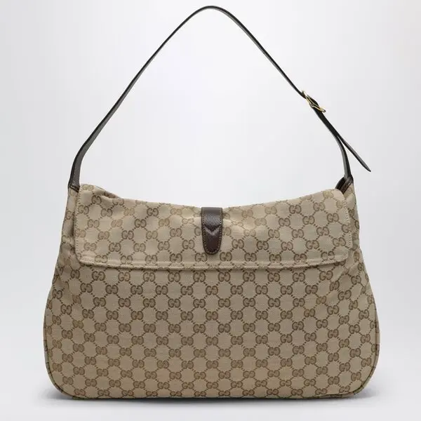 Gucci Jackie Flap Large Brown Gg Fabric Shoulder Bag