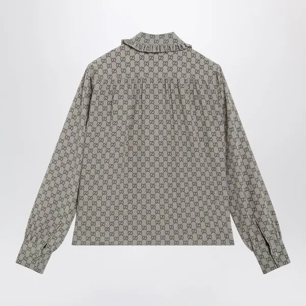 Gucci Gg Print Silk Crêpe De Chine Shirt - Cream