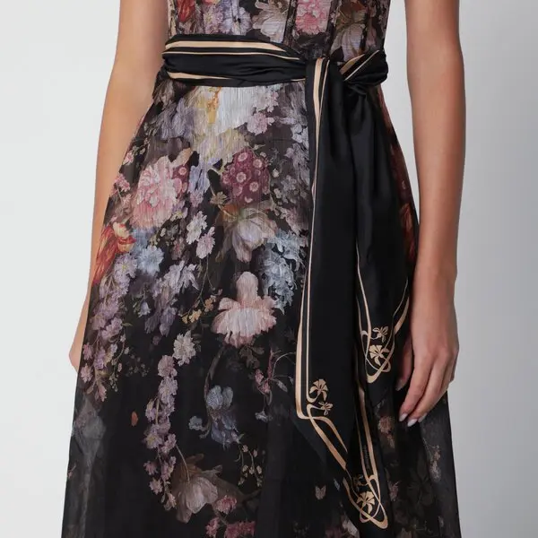 Zimmermann Valiant Floral Corset Midi Dress - Black