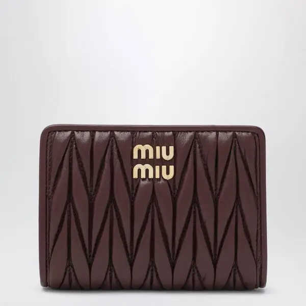 Miu Miu Bordeaux Matelasse Nappa Leather Small Wallet