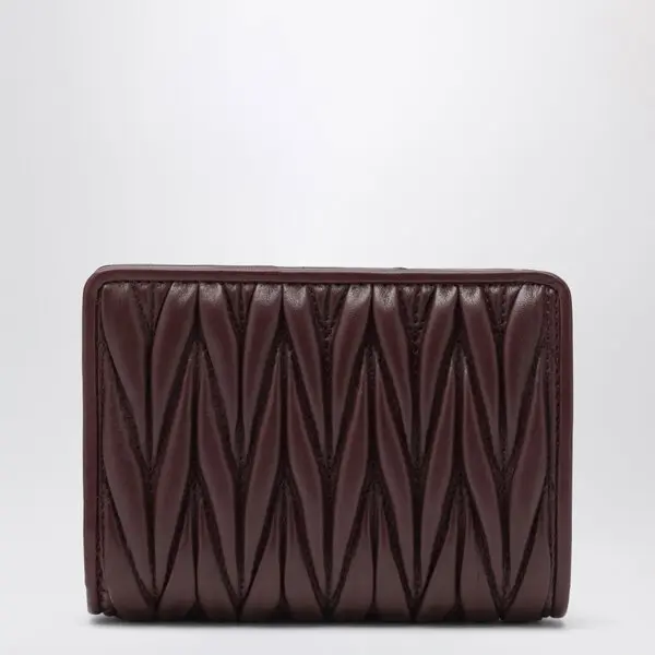 Miu Miu Bordeaux Matelasse Nappa Leather Small Wallet