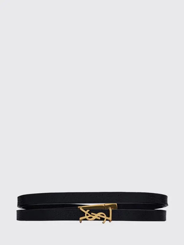 Saint Laurent Leather Bracelet With Logo Detail - Black
