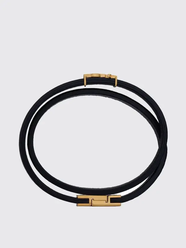 Saint Laurent Leather Bracelet With Logo Detail