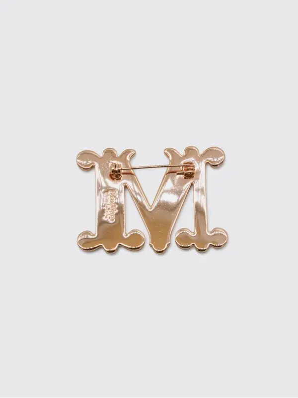Max Mara Crystal-embellished Monogramme Brooch In Metal