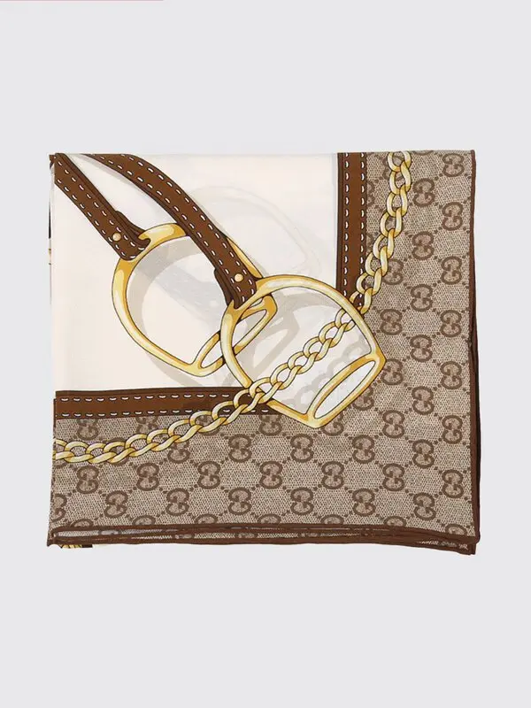 Gucci Multicolour Graphic Print Pure Silk Foulard - Cream