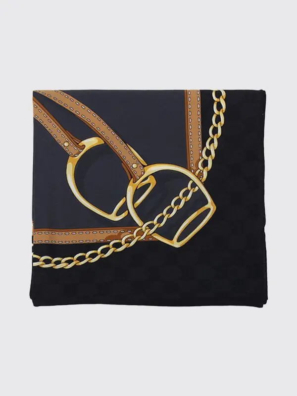 Gucci Multicolour Graphic Print Pure Silk Foulard - Black