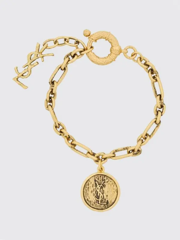 Saint Laurent Tone Brass Bracelet With Logo - Gold