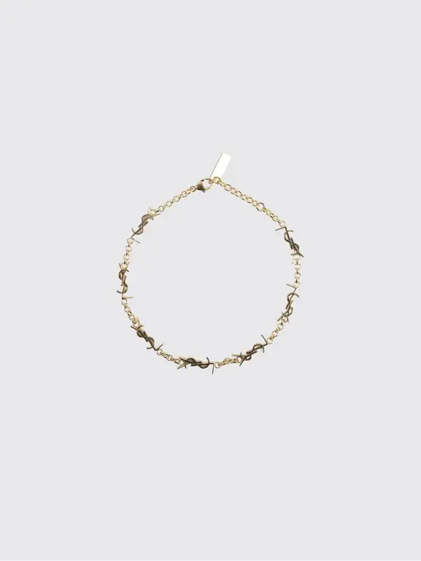 Saint Laurent Tone Metal Bracelet With Interlaced Monogram Pendant - Gold