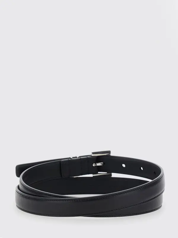 Saint Laurent Cassandre Deer Leather Belt With Monogram Buckle