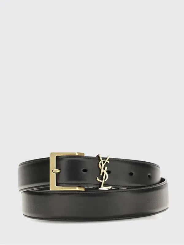 Saint Laurent Monogram Buckle Belt In Smooth Calf Leather