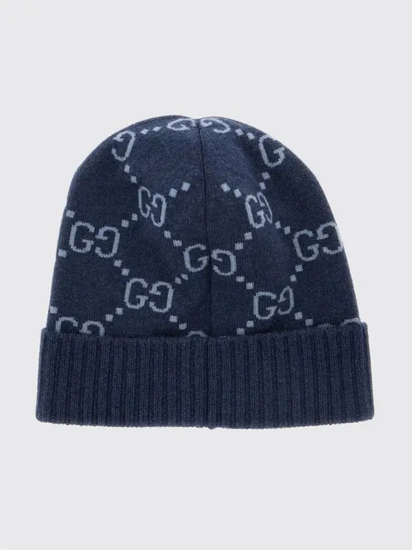 Gucci Jacquard Gg-monogram Cashmere Beanie - Blue
