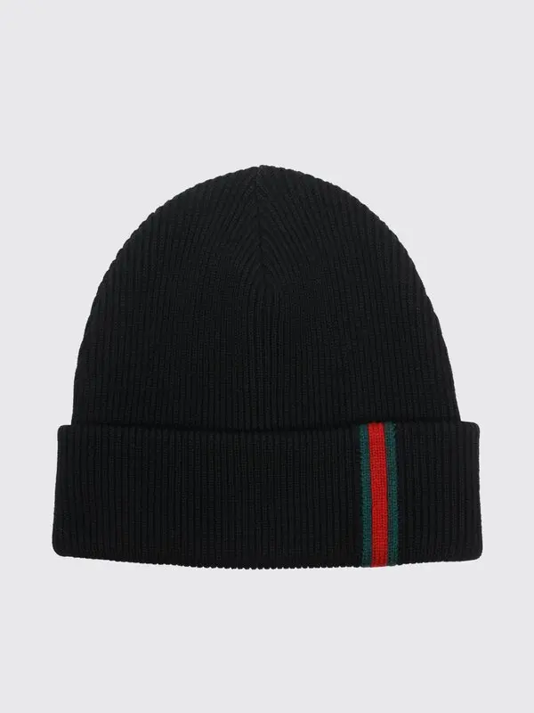 Gucci Ribbed Wool Beanie With Cuff And Web Stripe