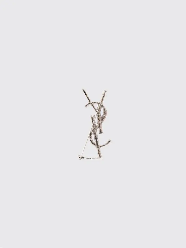 Saint Laurent Monogram Chromed Brass Brooch