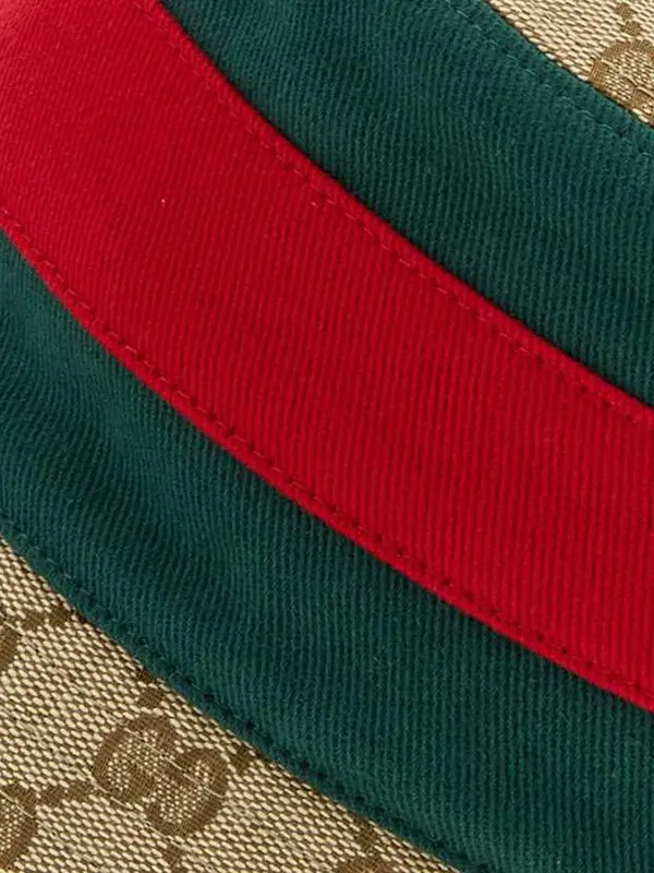 Gucci Monogram Striped Bucket Hat In Cotton Blend Fabric